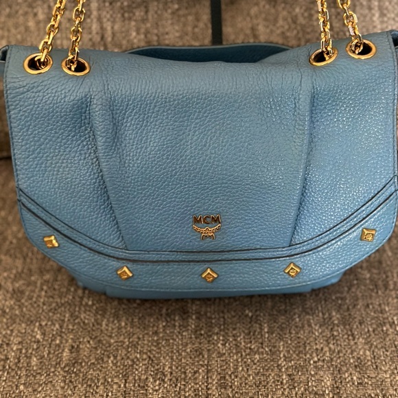 MCM | Bags | Euclight Blue Mcm Three Way Crossbodyshoulder Chain Bag ...